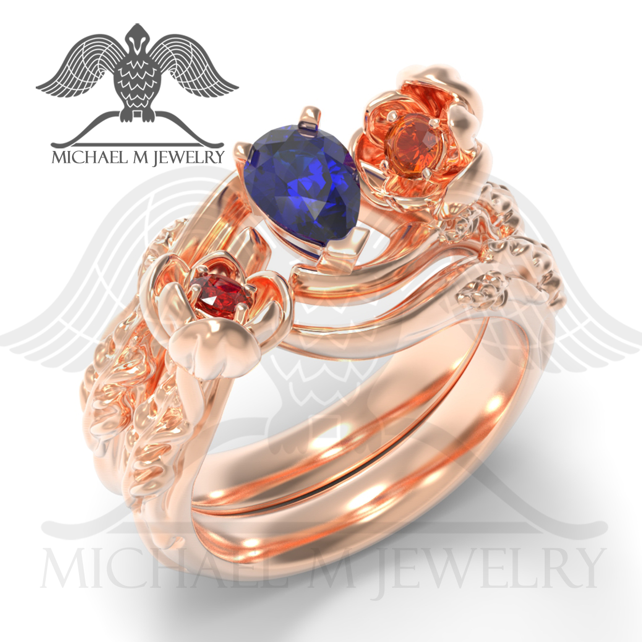 Sasha Roses Ying Yang Ring Set in 14k Rose Gold – Custommade – Handmade ...